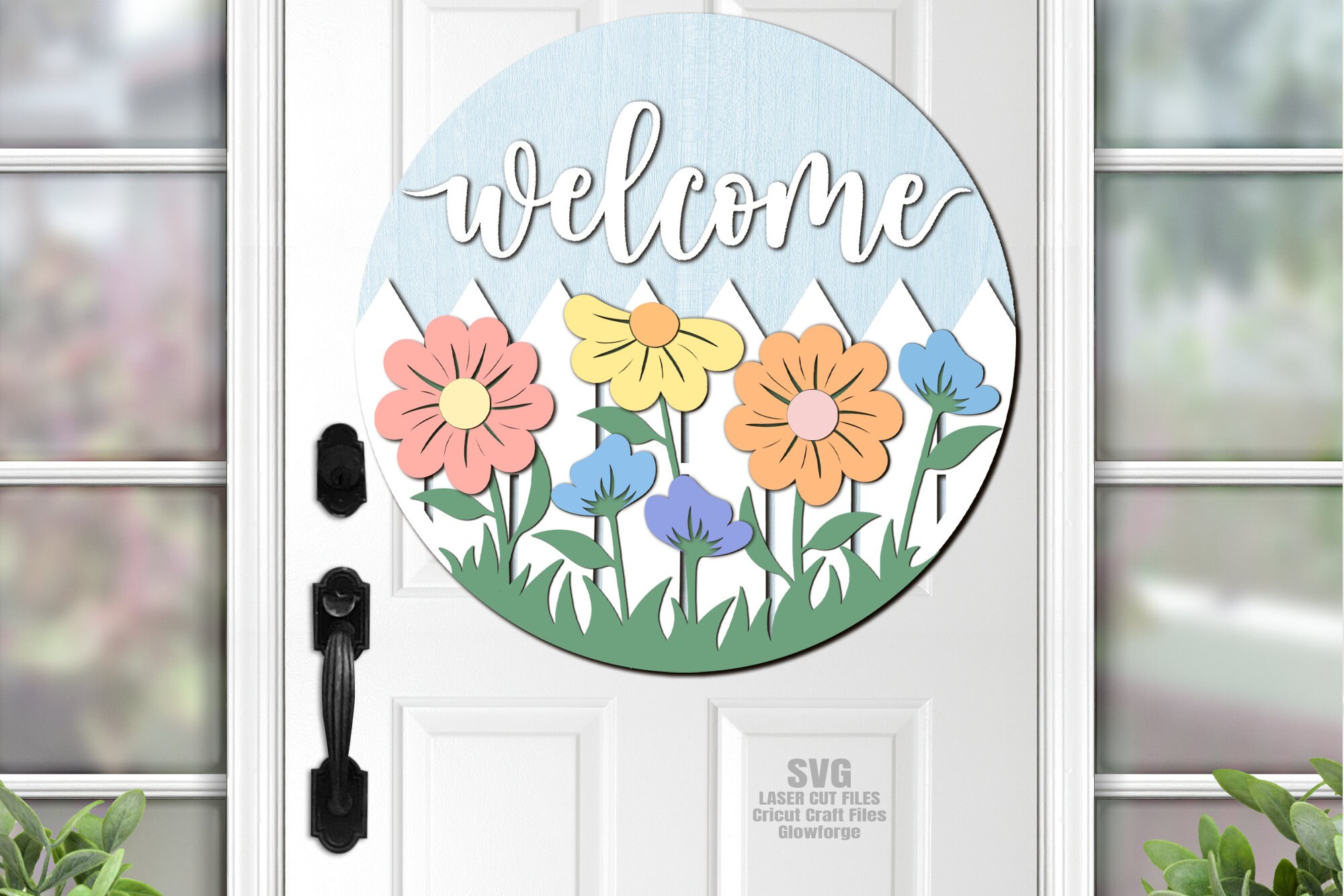 Floral Welcome Sign SVG - Laser Cut Files - Summer Door Hanger SVG ...