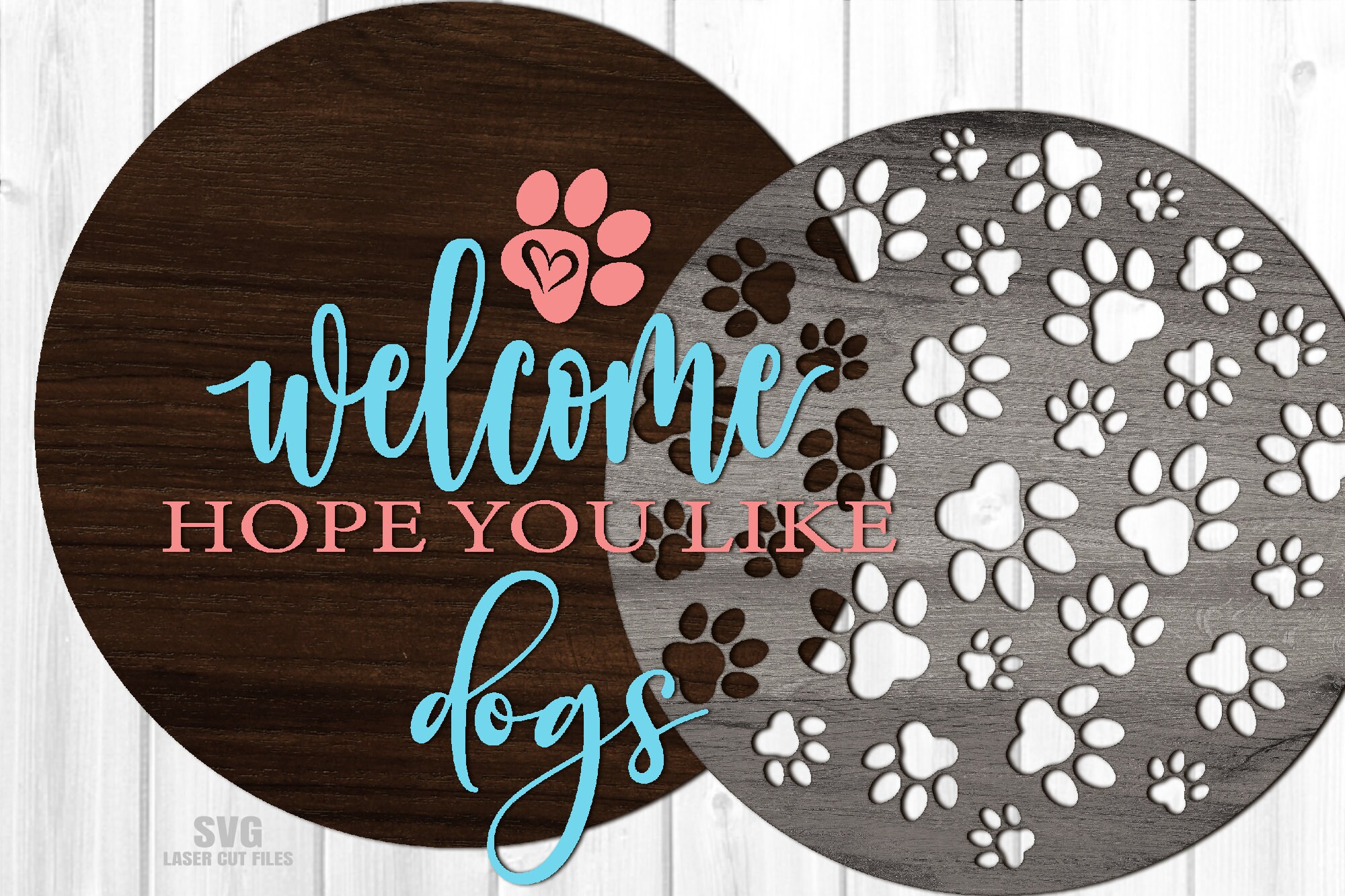 Welcome Dog SVG Laser Cut Files Paw Print SVG Welcome - Etsy