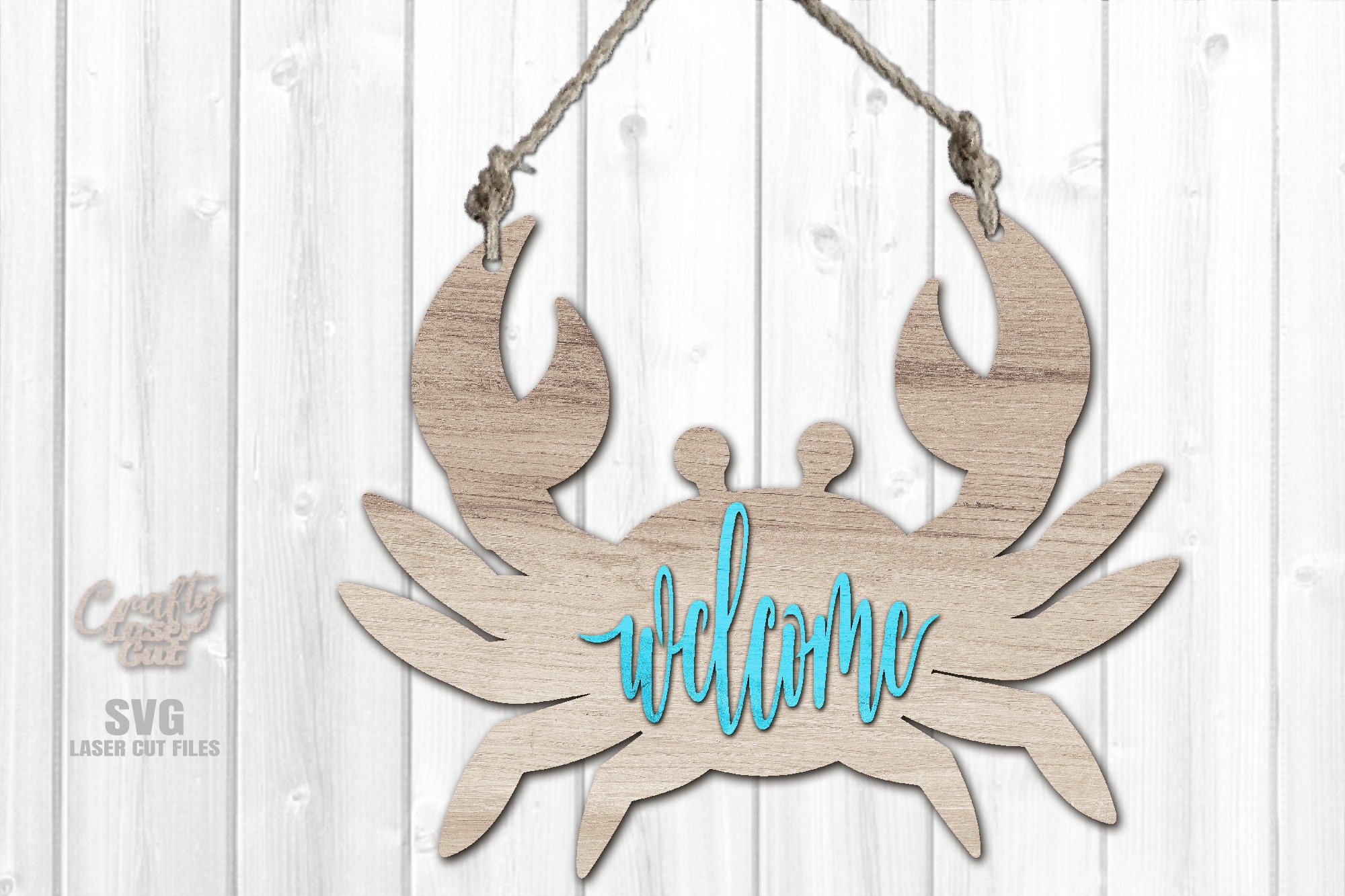 Crab Welcome Sign SVG Laser Cut Files: Beach Door Hanger SVG, Glowforge ...