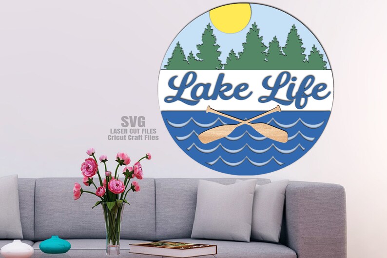 Laser Cut Files Sailboat Lake Life Sign SVG Adventure Trees Dragonfly ...