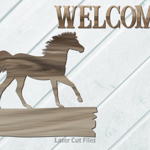 Horse Door Hanger SVG Laser Cut Files Wild Horse SVG Welcome Sign Svg ...