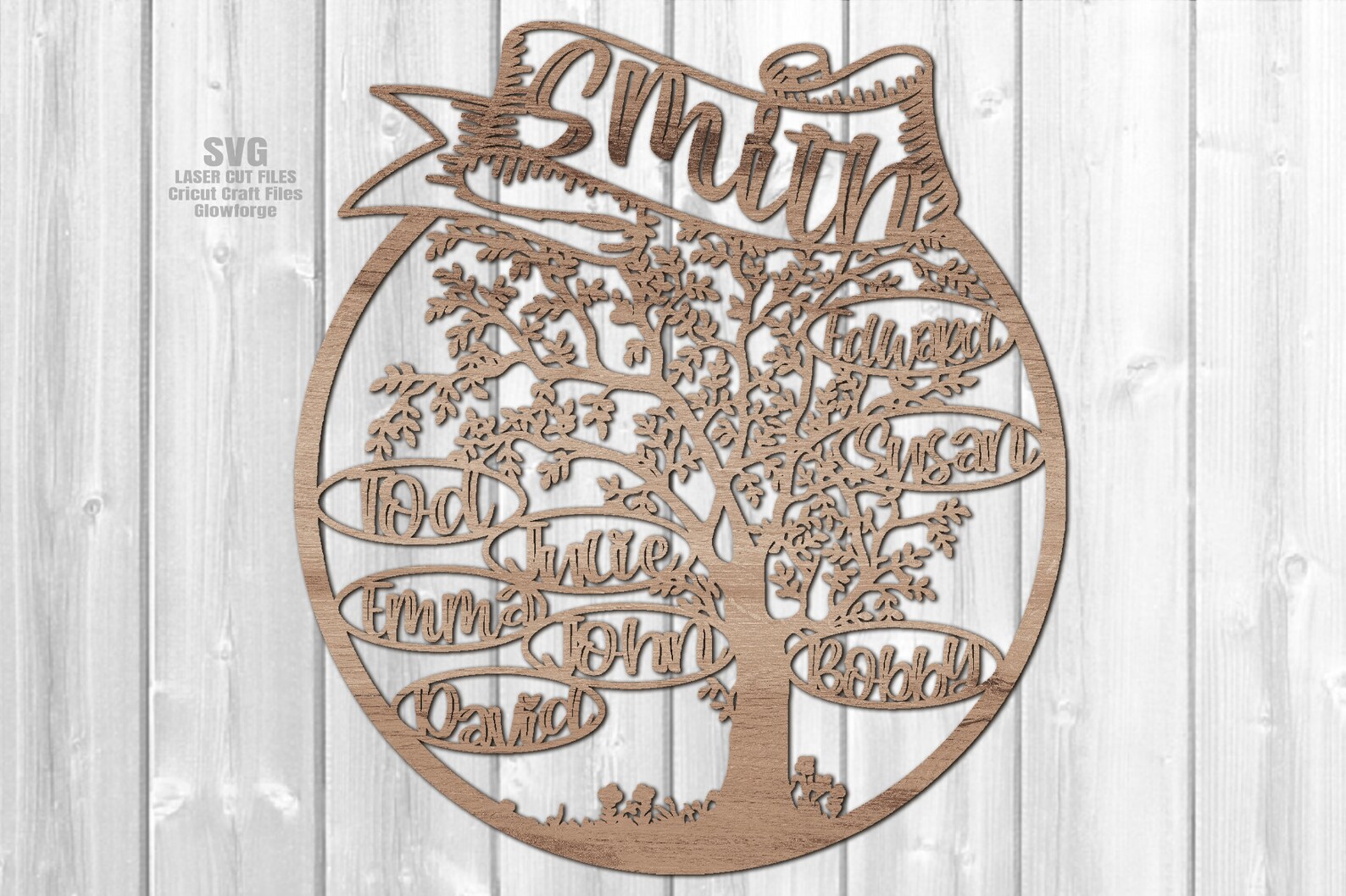 Monogram Family Tree SVG Laser Cut Files Round Family Sign - Etsy
