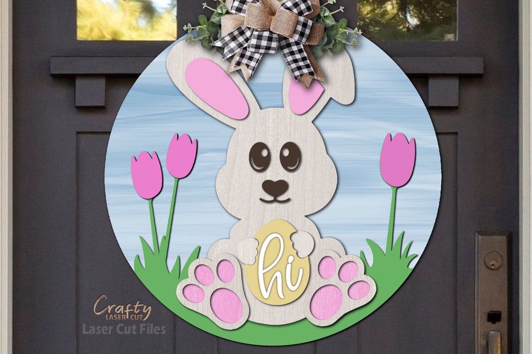 Easter Door Hanger SVG Laser Cut Files Easter Bunny SVG Easter Svg ...