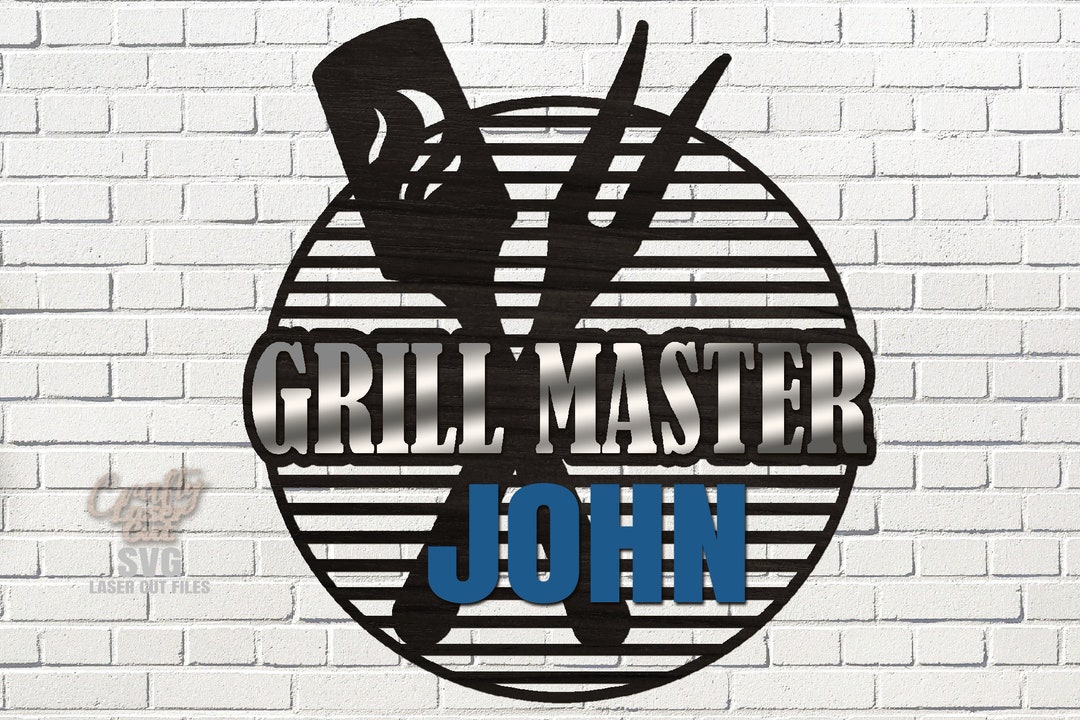 Monogram Grill Master Sign SVG Glowforge Files Laser Cut - Etsy