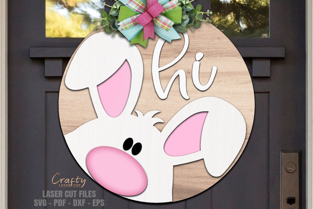 Easter Bunny Door Hanger SVG - Laser Cut Files - Easter Bunny Svg ...