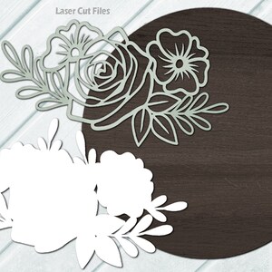 Floral Door Hanger SVG Laser Cut Files: Rose Baby Name Sign SVG ...