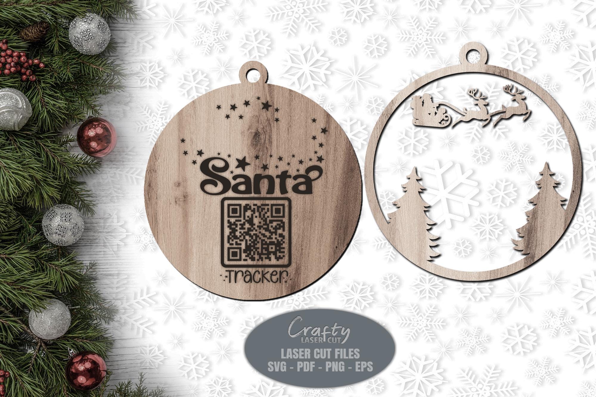 Santa Tracker Christmas Ornament SVG Laser Cut Files: Reindeer SVG ...