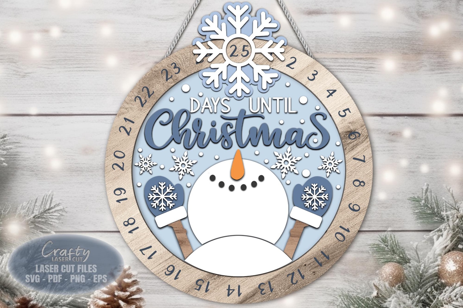 Christmas Countdown SVG, Snowman SVG Laser Cut Files, Days Until ...