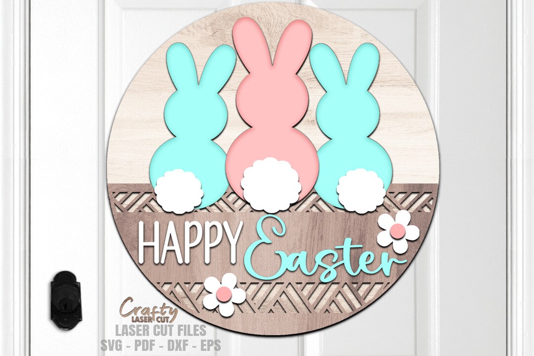 Easter Door Hanger SVG - Bunny SVG - Laser Cut Files - Happy Easter Svg ...
