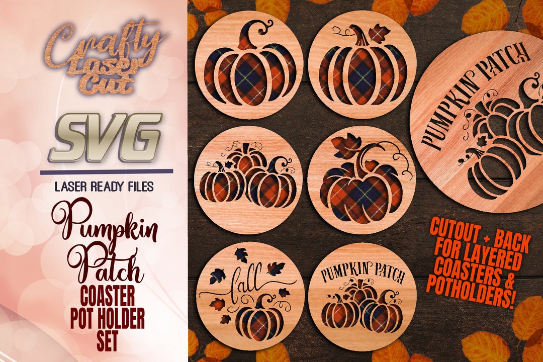 Pumpkin Coaster SVG Bundle - Laser Cut Files - Pumpkin SVG - Fall Svg ...