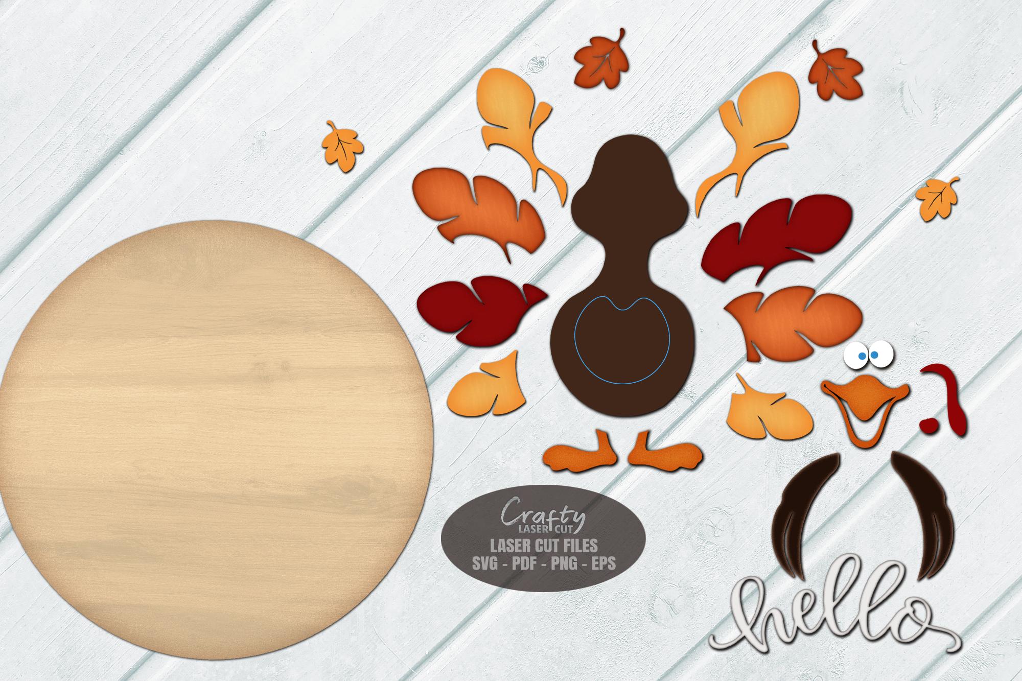 Turkey Welcome Sign SVG Laser Cut Files: Thanksgiving Door Hanger SVG ...