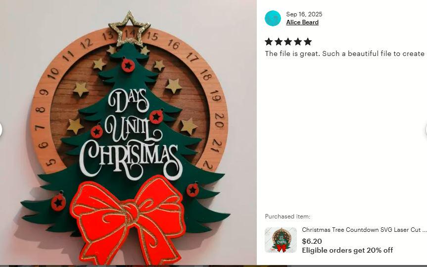 Christmas Countdown SVG Laser Cut Files, Christmas Tree SVG, Days Until ...
