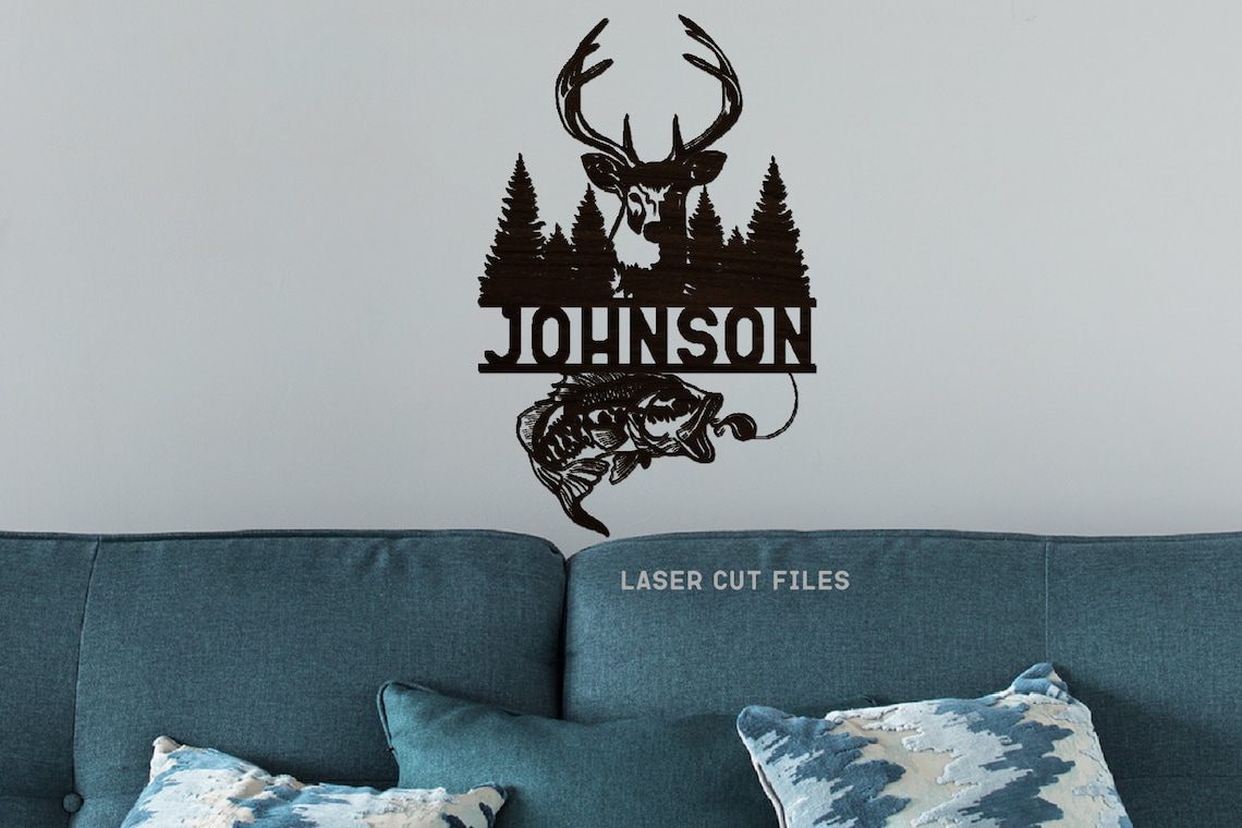 Monogram Buck Bass SVG Laser Cut Files Buck Sign Laser File - Etsy