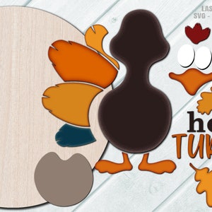 Hello Turkey Door Hanger SVG Laser Cut Files, Fall Thanksgiving Welcome ...