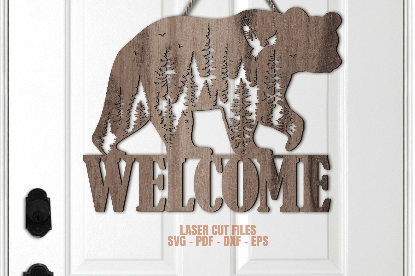 Bear Door Hanger SVG Laser Cut Files Bear SVG Forest Svg Eagle Welcome ...