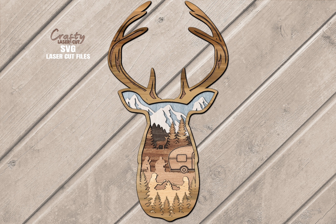 Buck SVG Laser Cut Files - Deer SVG - Mountains SVG - Camping Svg ...