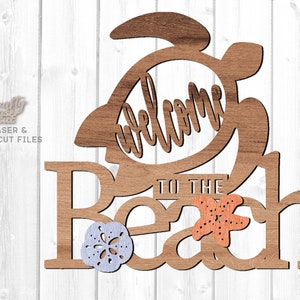 Turtle Beach Welcome Sign SVG Laser Cut Files Sea Turtle SVG Glowforge ...