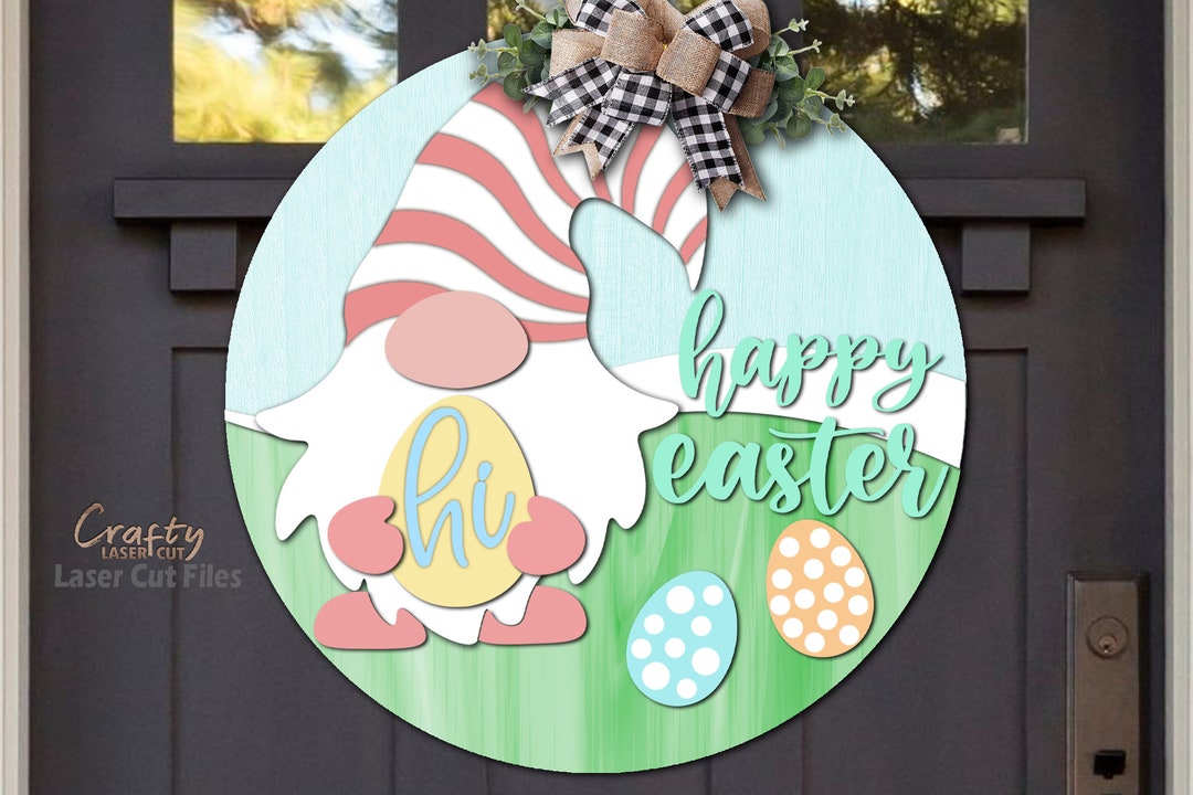 Easter Door Hanger SVG - Laser Cut Files - Gnome SVG - Easter Svg ...