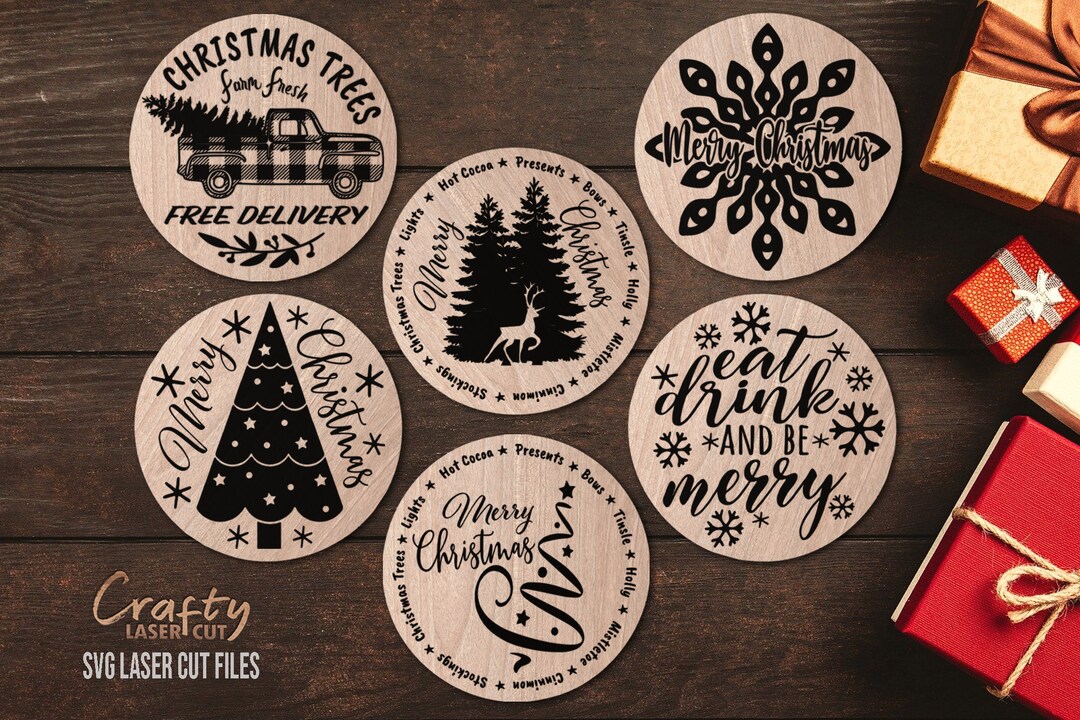 Merry Christmas Coaster Svg - Christmas Coaster Set - Christmas Kitchen ...