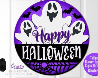 Happy Halloween Witches Door Hanger Svg Laser Cut Files Ghost Door ...