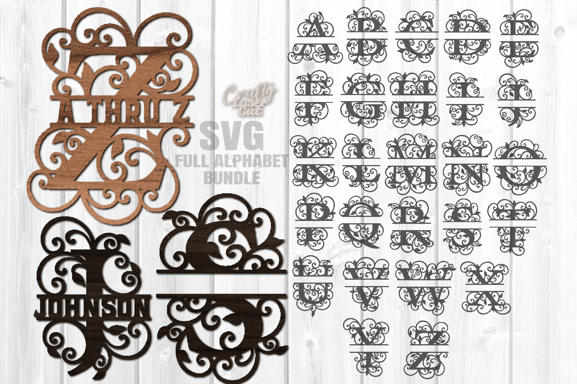 Split Letter Monograms SVG Glowforge Files Laser Cut Files | Etsy