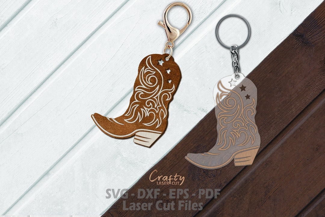 Cowboy Boot Keychain SVG Laser Cut Files Cowboy Boot SVG Cowboy SVG ...