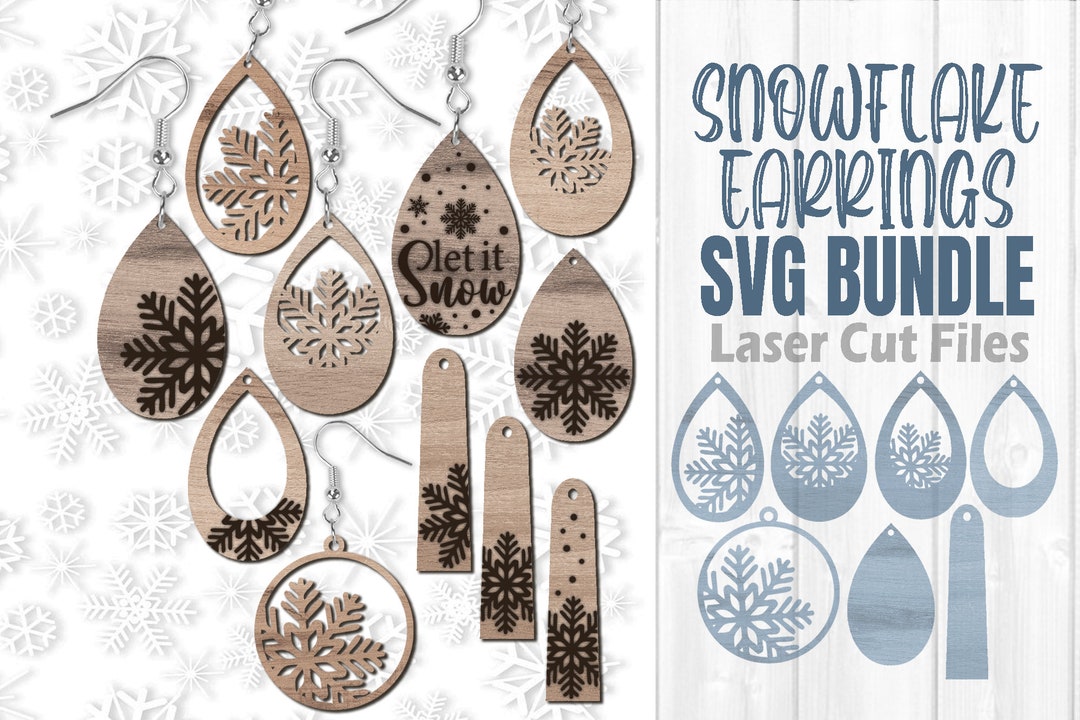 Snowflake Earrings SVG Bundle Laser Cut Files Snowflake SVG Winter Svg ...