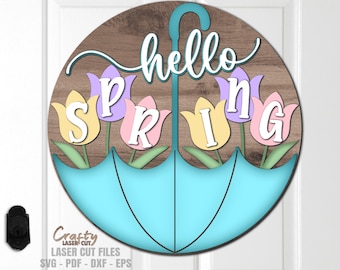 Floral Umbrella Welcome Sign Svg Spring Door Hanger Svg Umbrella Svg ...