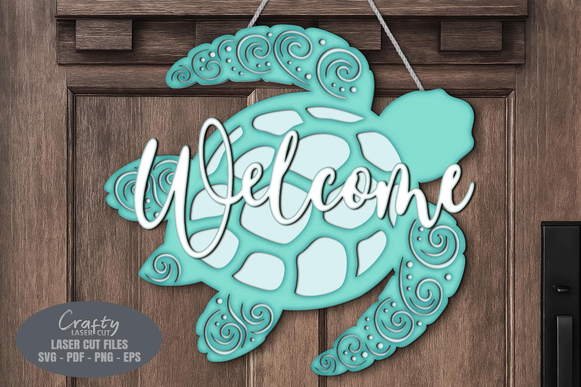 Sea Turtle Door Hanger SVG Laser Cut Files: Beach Welcome Sign SVG ...
