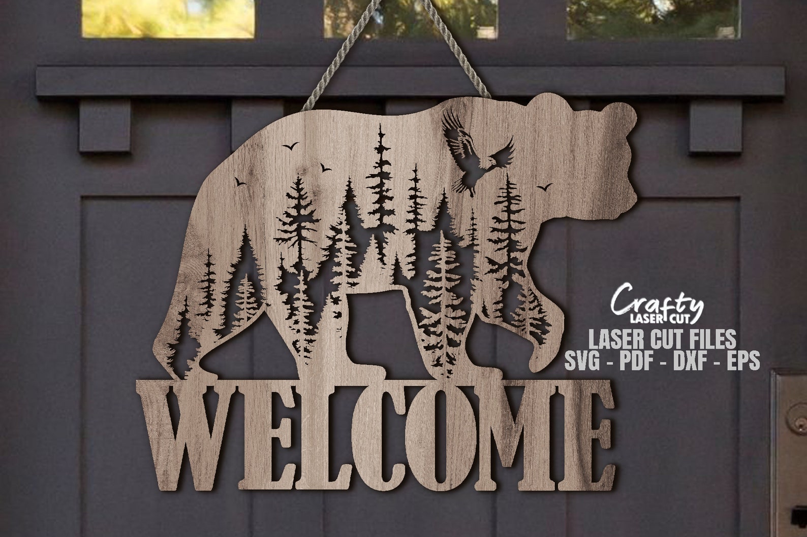Bear Door Hanger SVG Laser Cut Files Bear SVG Forest Svg Eagle Welcome ...