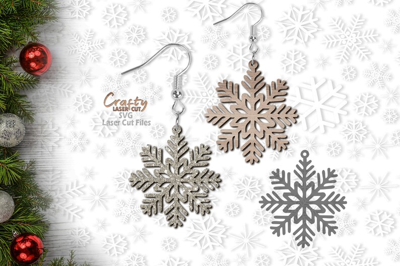 Snowflake Earring SVG Laser Cut Files: Winter and Christmas Earrings ...