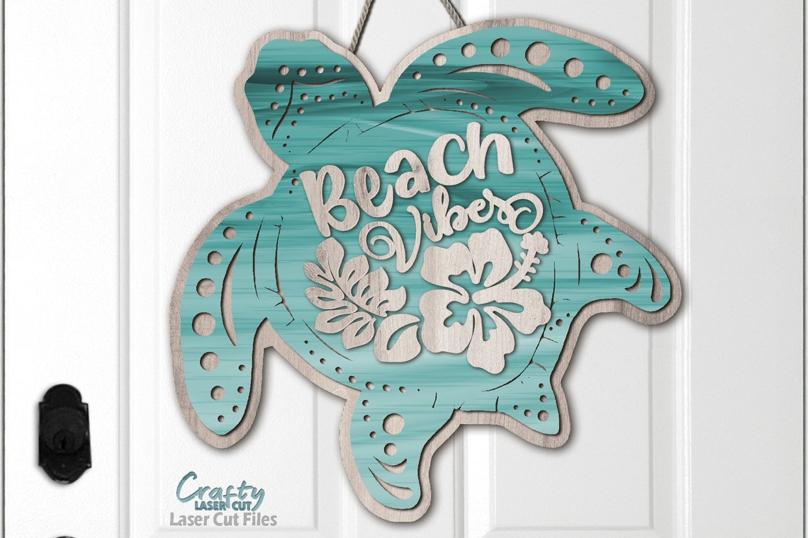 Turtle Door Hanger SVG - Laser Cut Files - Sea Turtle SVG - Turtle Door ...