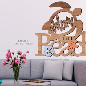 Turtle Beach Welcome Sign SVG Laser Cut Files Sea Turtle SVG Glowforge ...