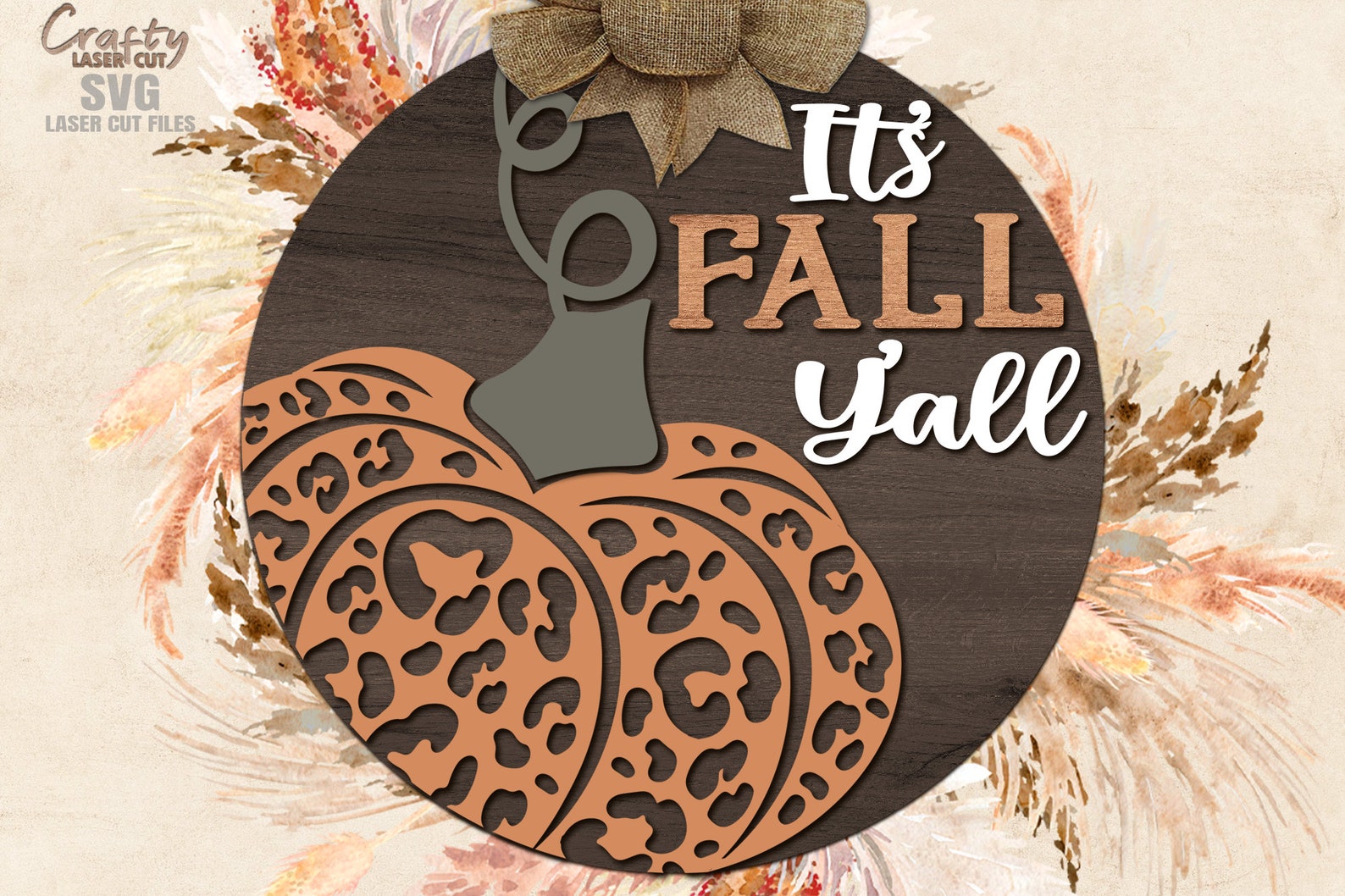 Fall Door Hanger SVG Laser Cut Files Leopard Print Pumpkin - Etsy