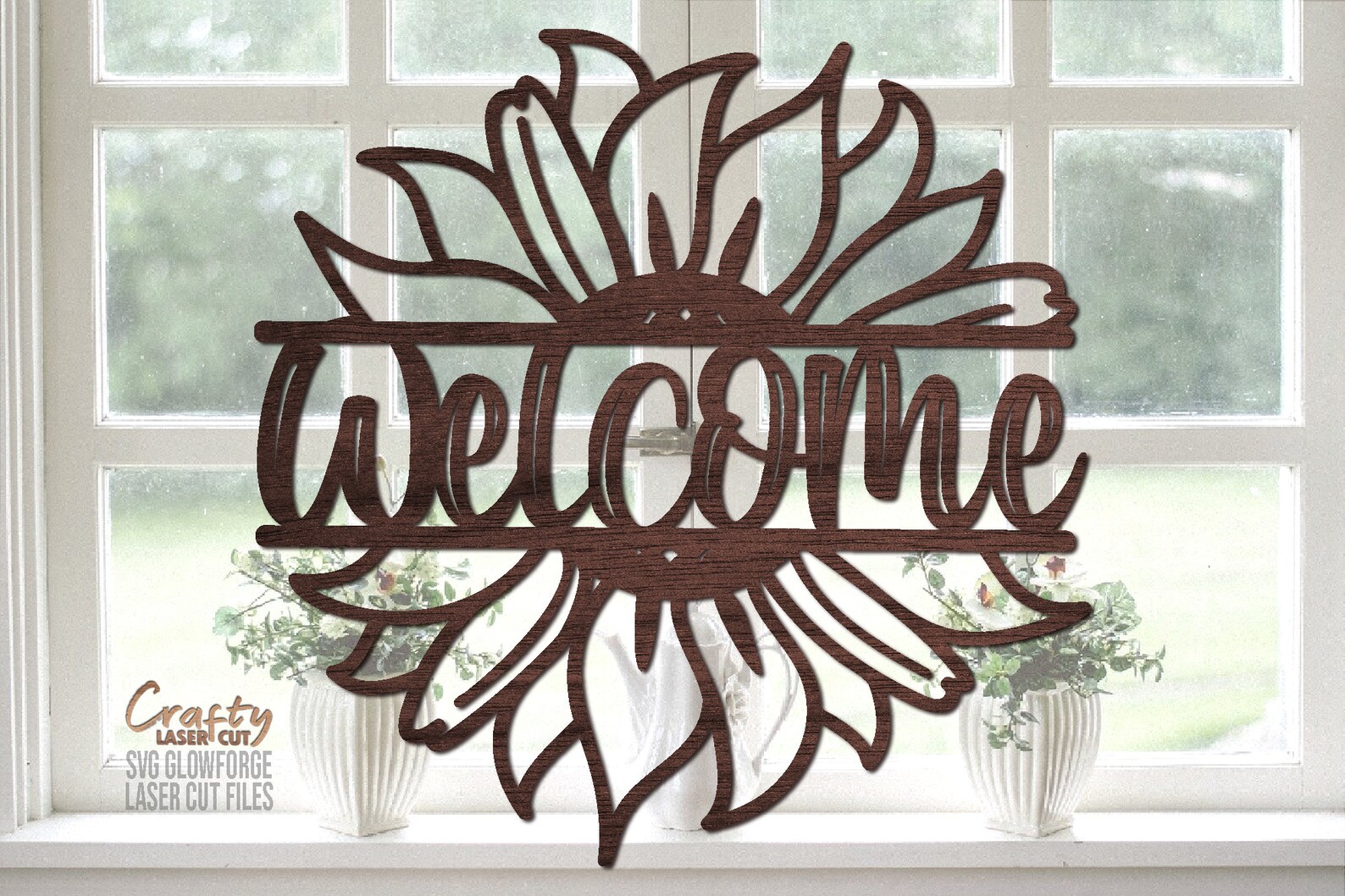 Welcome Sunflower Sign SVG Glowforge Files Welcome Sign - Etsy