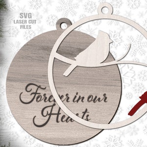 Cardinal Memorial Ornament SVG Laser Cut Files: Christmas Ornaments SVG ...
