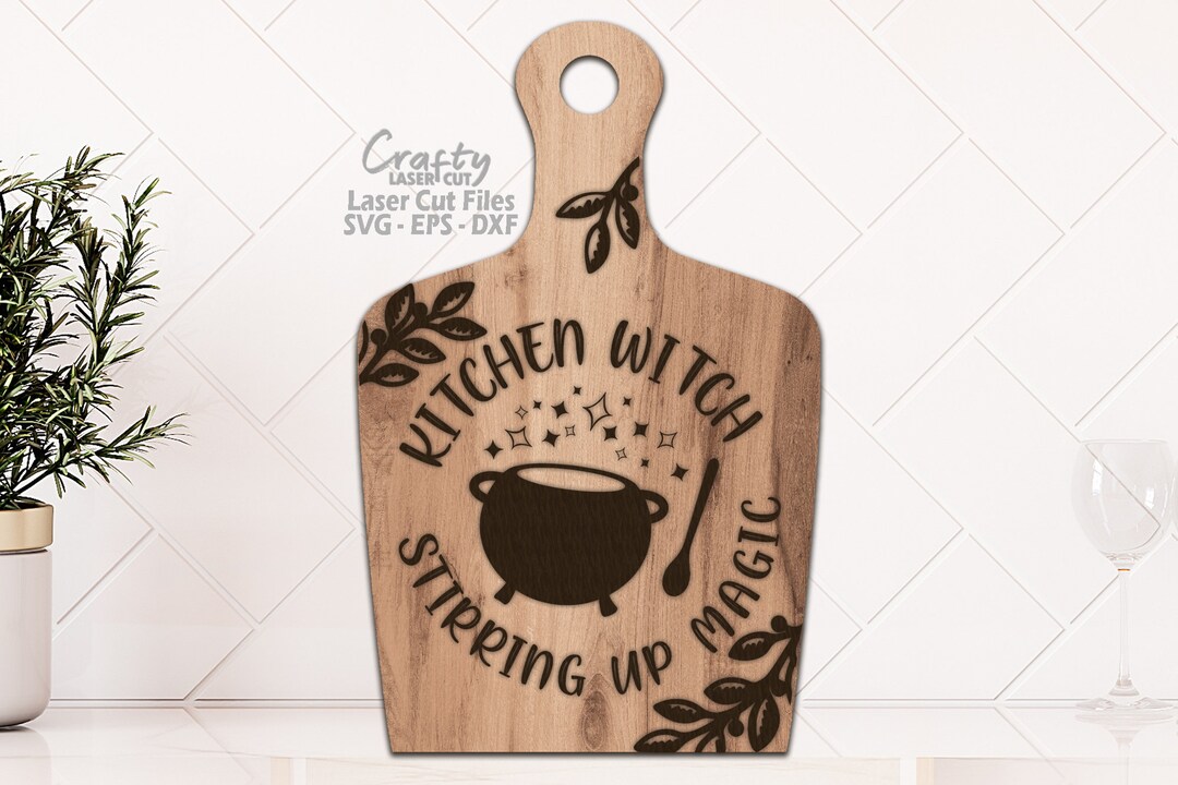 Kitchen Witch Svg Laser Cut Files Cutting Board Svg Witch Svg Halloween Svg Cheese Board Svg