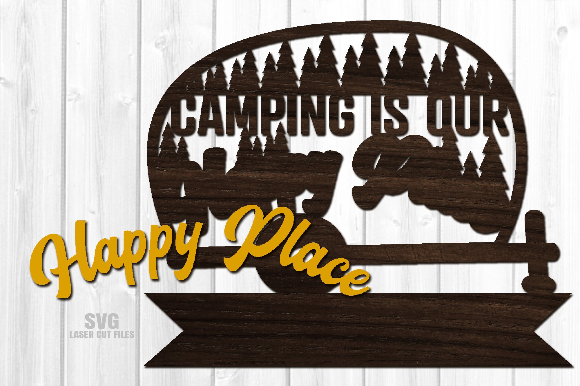 Monogram Camping Sign SVG Glowforge Files Laser Cut Files - Etsy