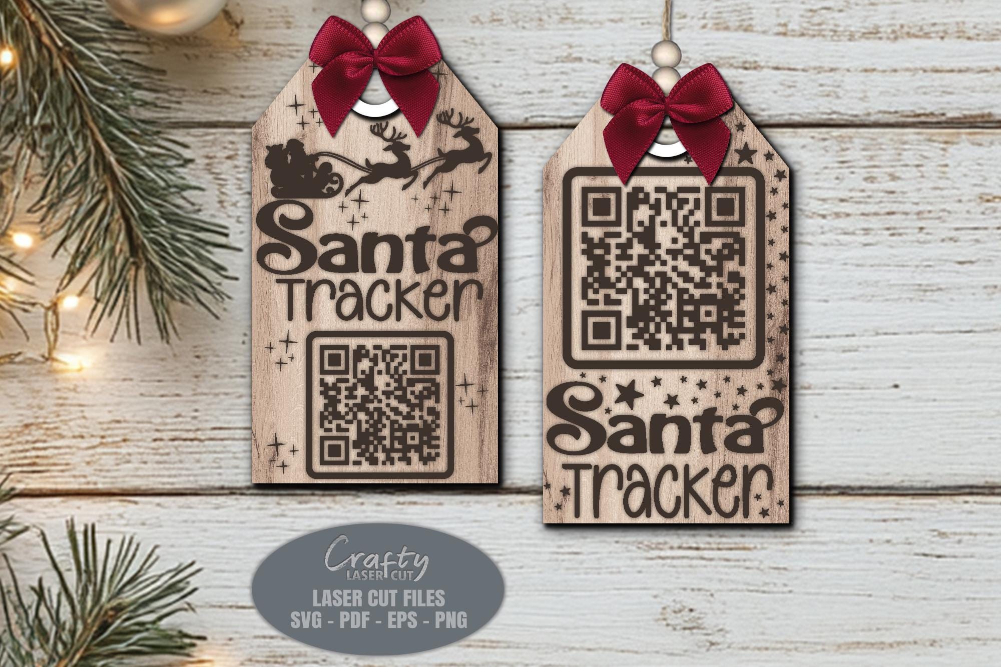 Santa Tracker Gift Tags SVG Laser Cut Files, Christmas Ornament SVG ...