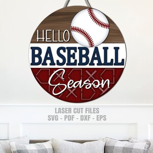 Baseball Door Hanger SVG - Hello Baseball Season Sign SVG - Baseball ...