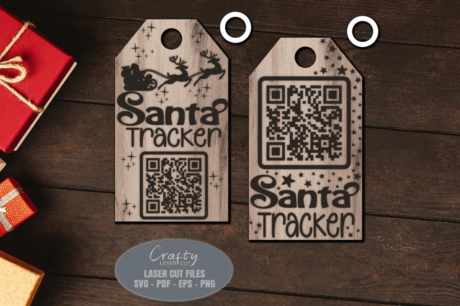 Santa Tracker Gift Tags SVG Laser Cut Files, Christmas Ornament SVG ...