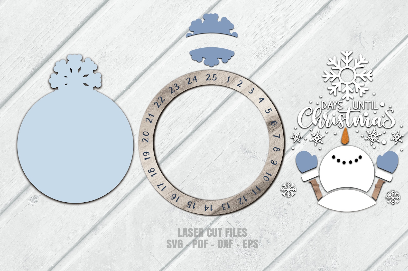 Christmas Countdown SVG, Snowman SVG Laser Cut Files, Days Until ...