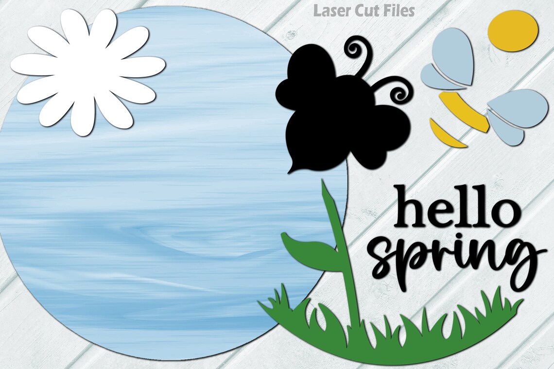 Spring Door Hanger SVG Laser Cut Files Bee SVG Daisy Svg - Etsy