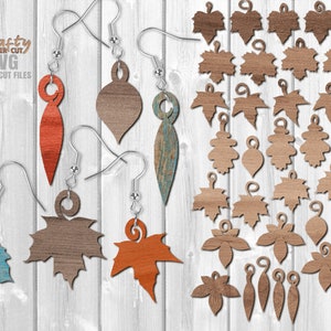 Fall Earring SVG Bundle Laser Cut Files Leaf Earrings SVG Fall Earrings ...