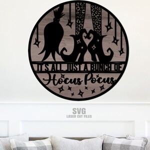 Hocus Pocus SVG Laser Cut Files Witch Door Sign Halloween Round Sign ...