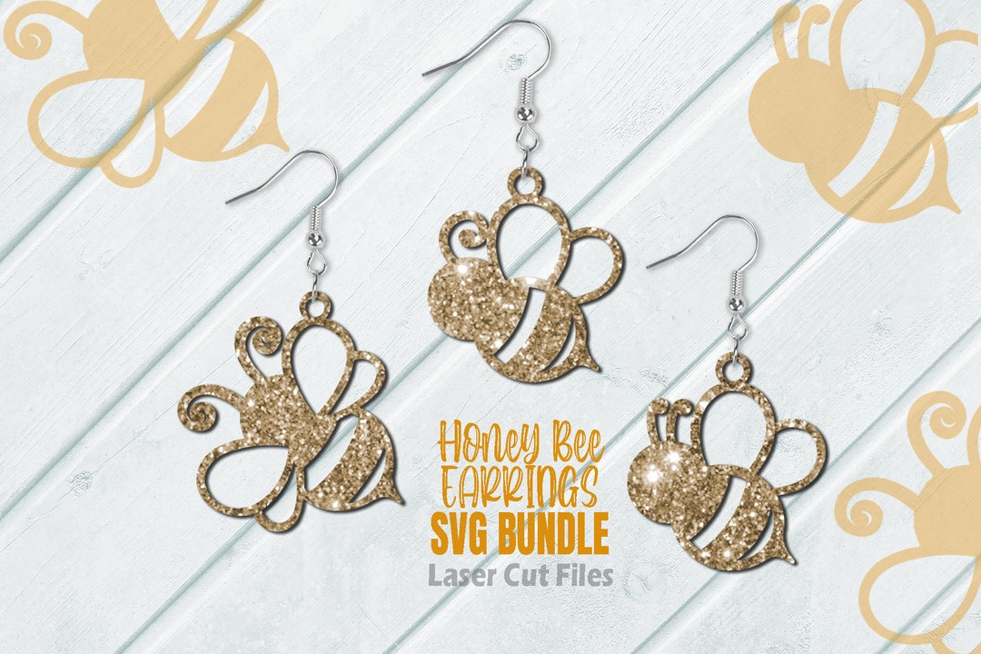 Bee Earring SVG Bundle - Laser Cut File - Honey Bee SVG - Earrings SVG ...