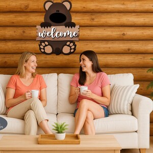 Bear Welcome Sign SVG - Bear Door Hanger SVG - Laser Cut Files - Bear ...