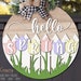 Hello Spring Tulip Door Hanger SVG - Spring Welcome Sign Svg - Spring ...