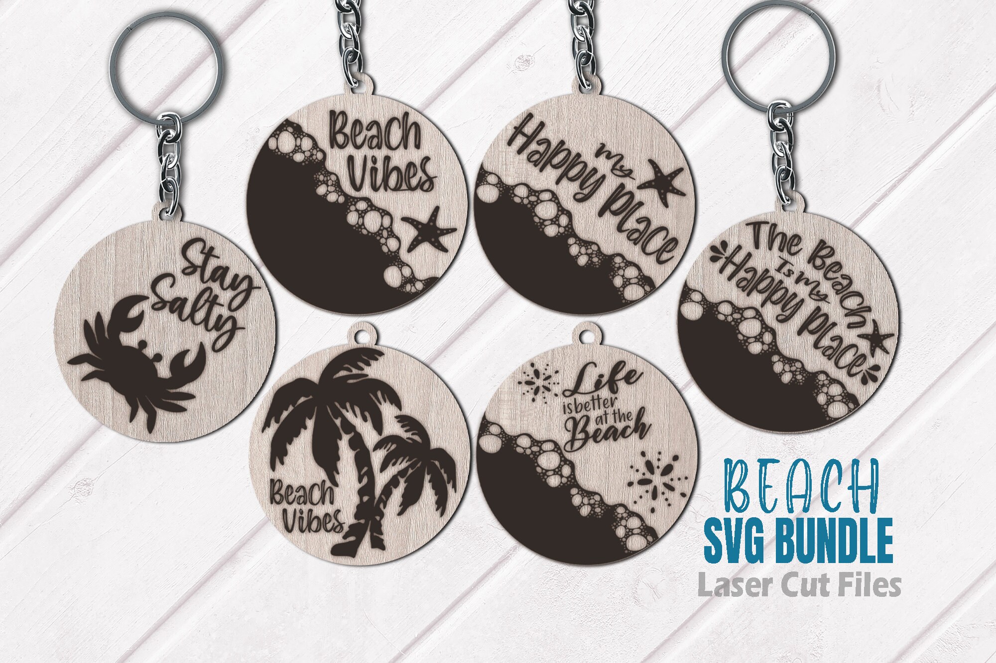 Beach Keychain SVG Bundle Laser Cut Files Motivational SVG - Etsy