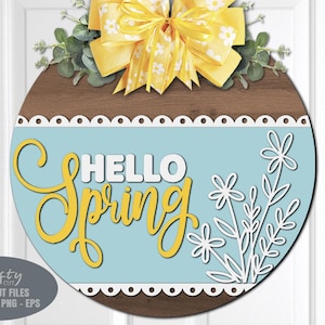 Spring Door Hanger SVG - Hello Spring SVG - Welcome Sign SVG - Laser ...